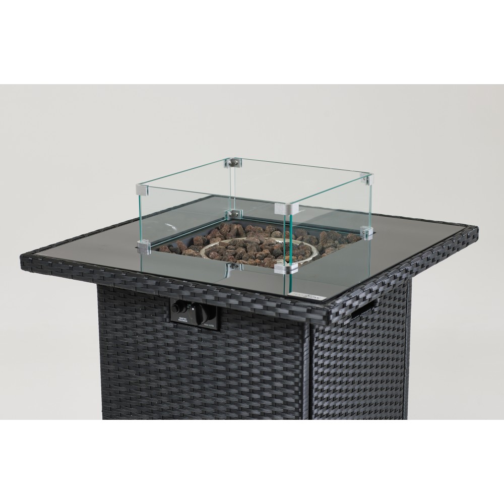 REALGLOW Coreglass Rattan Gas Fire Pit 13KW in Black